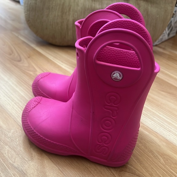 CROCS | Shoes | Crocs Hot Pink Boots With Pullon Design And Nonslip ...